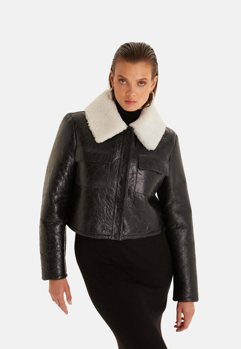 FURNIQ UK Leather jacket - black - Zalando.ie