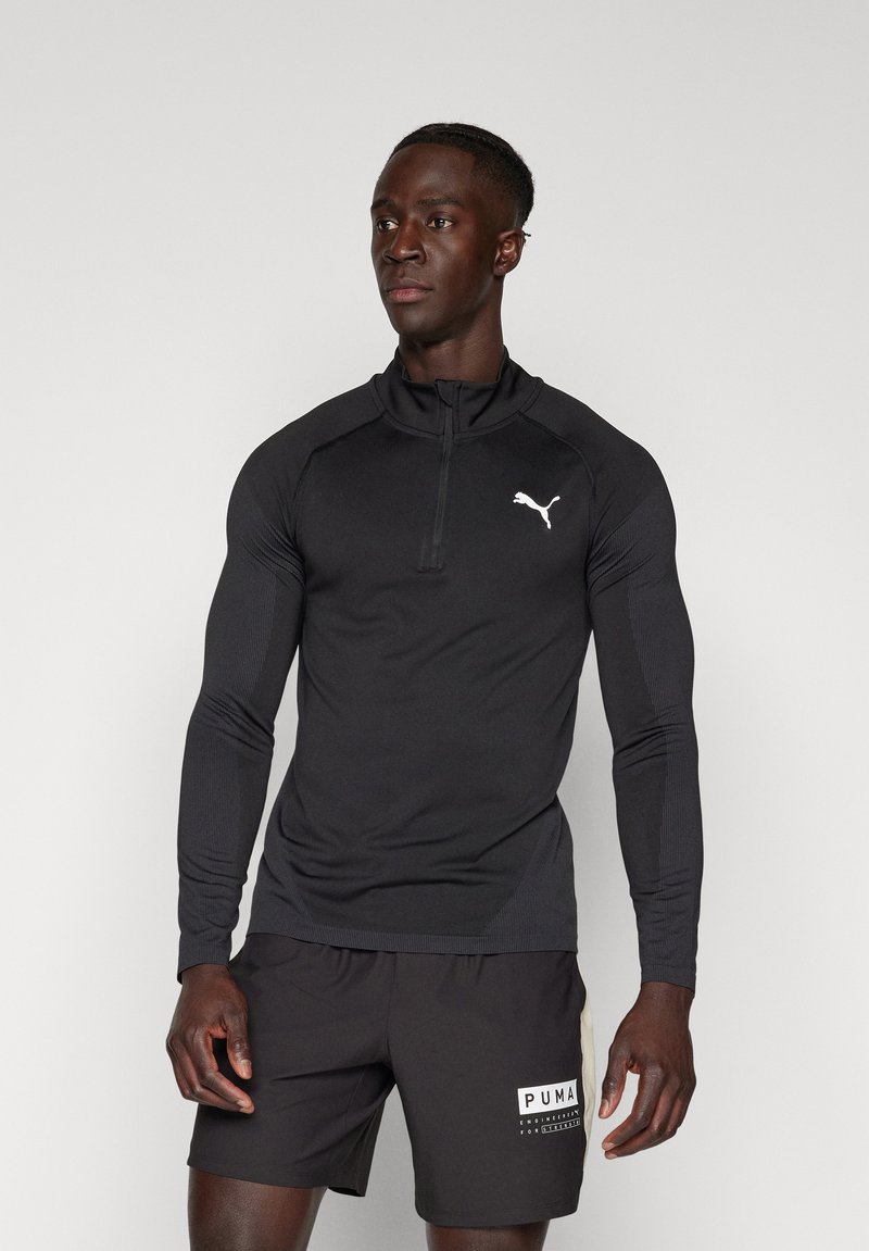 Puma SEAMLESS ¼ ZIP - Long sleeved top - black - Zalando.ie