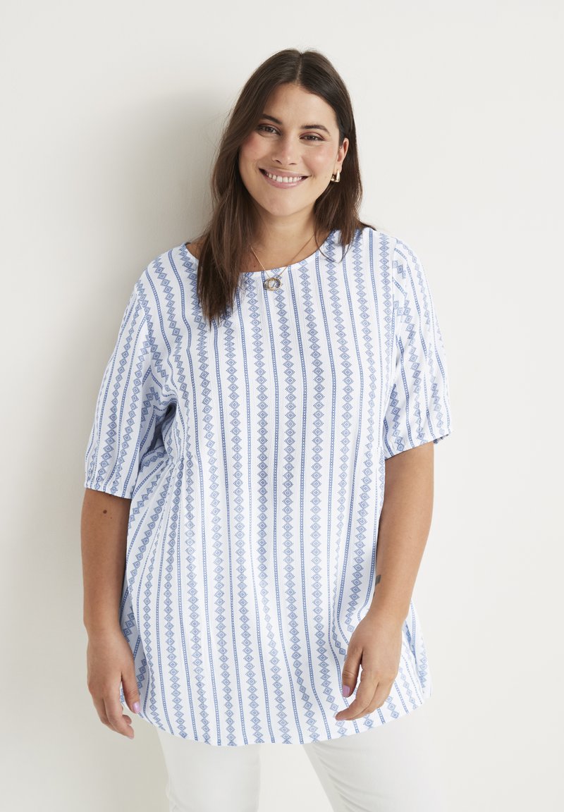 Cellbes CREPE - Tunika - white blue striped/vit - Zalando.se