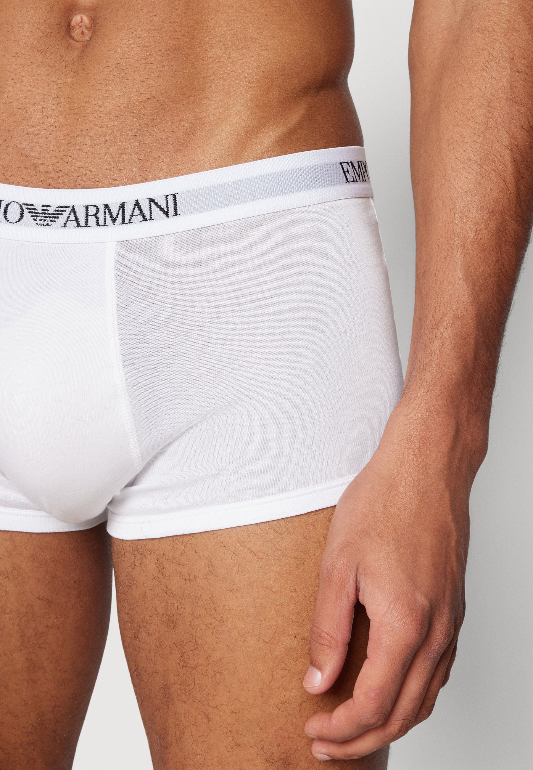 Emporio Armani TRUNK 3 PACK Shorty white heather gray navy blue bleu marine ZALANDO.FR
