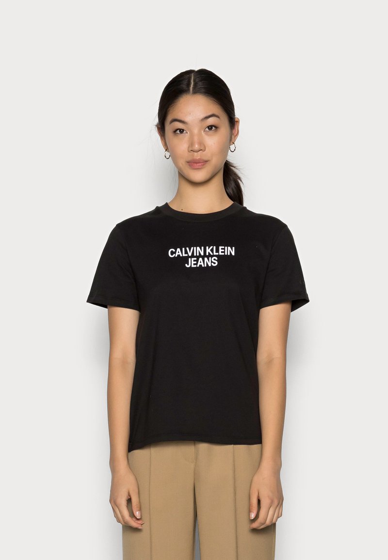 Calvin Klein Jeans Easy Institutional Tee T Shirt Print Black Zwart