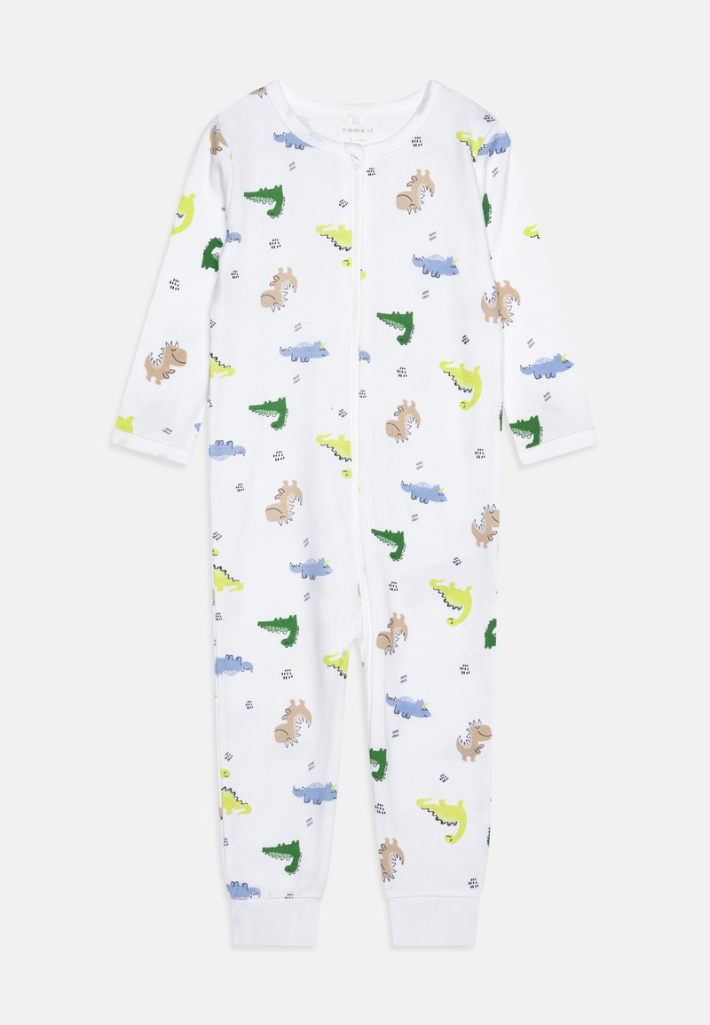 Name it NBMNIGHTSUIT ZIP WILD LIME DINO - Pyjamas - bright white/hvit ...