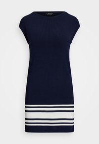Lauren Ralph Lauren TWO TONE CAP SLEEVE SHIFT SWEATER DRESS - Strickkleid - refined navy/white ...