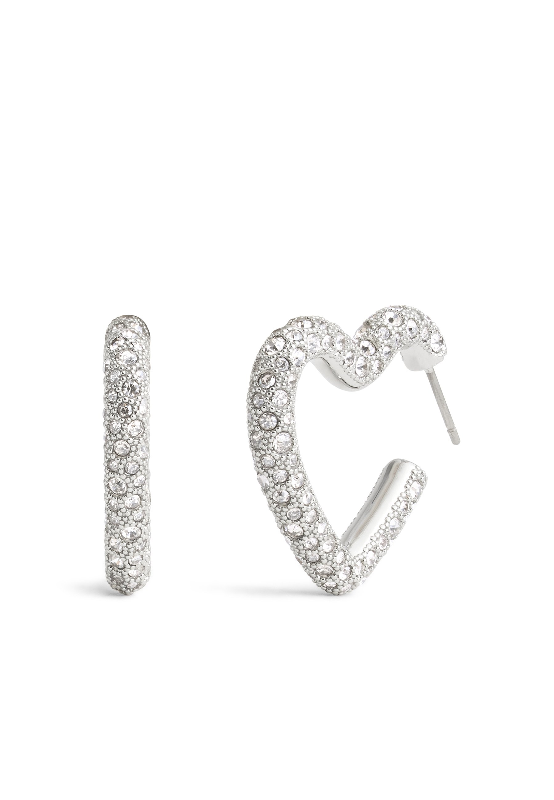 COACH PAVE HEART HOOP Orecchini open white bianco Zalando