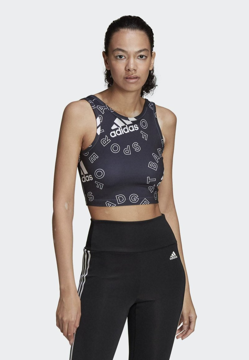 adidas Performance DESIGNED TO MOVE GRAPHIC CROP - Top - black white ...