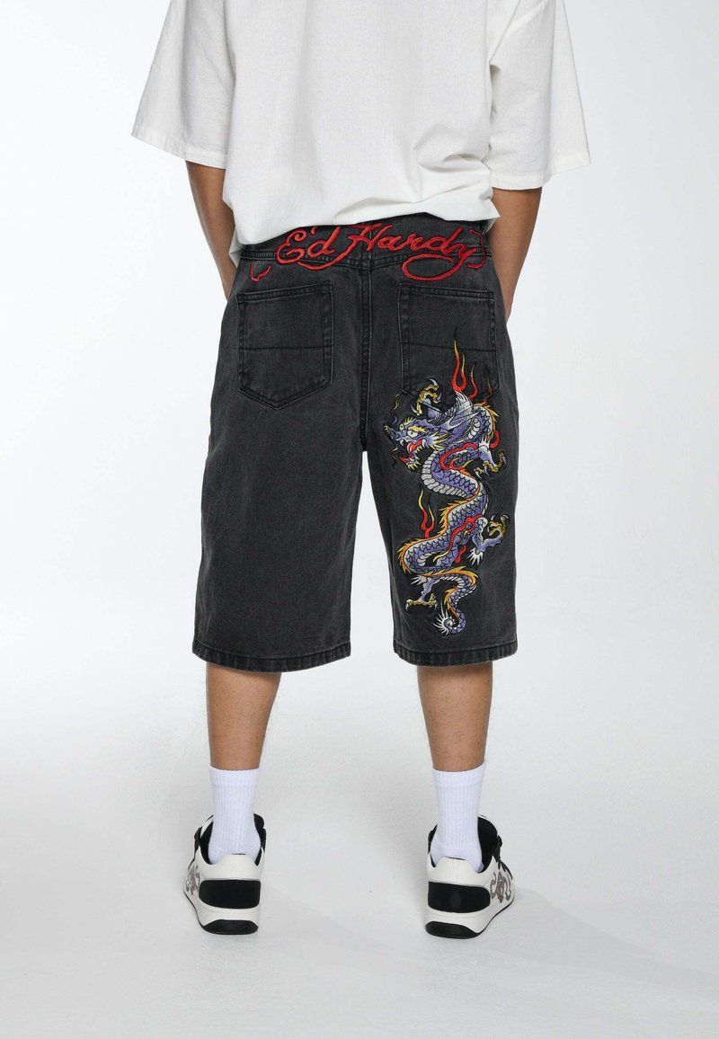 Ed Hardy BATTLE DRAGON - Jeans Shorts - grey/grau - Zalando.at