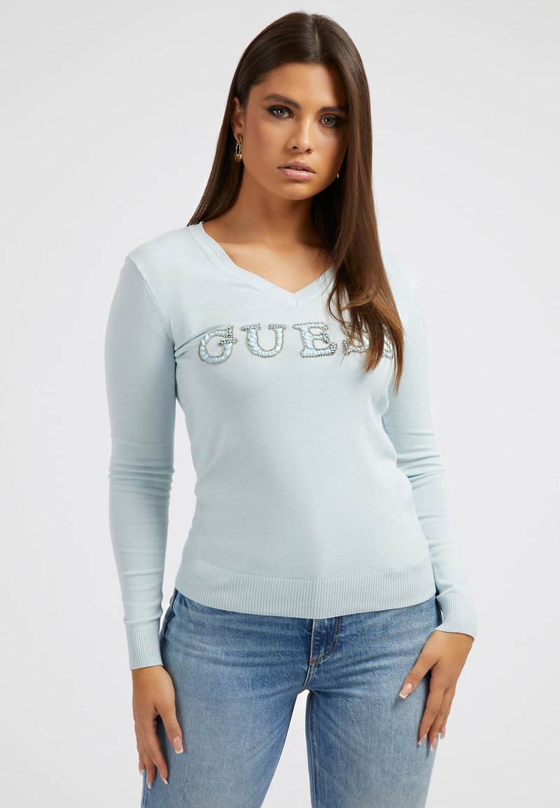 Guess MIT STRASS-FRONTLOGO - Jumper - himmelblau/light blue - Zalando.ie