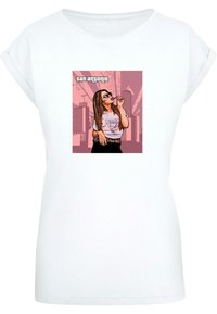 Merchcode GRAND - SAN ANTONIO EXTENDED SHOULDER TEE - T-shirts print - white/hvid - Zalando.dk