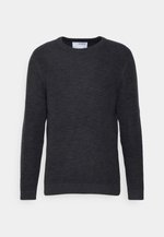 Selected Homme VINCE LS BUBBLE CREW NECK W NOOS - Strickpullover - peat/anthrazit-meliert ...