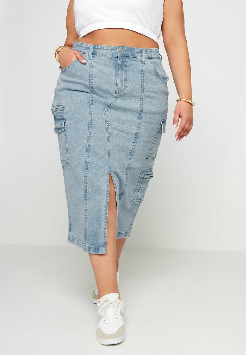 Yours Clothing Jupe en jean - light blue/bleu clair - ZALANDO.FR