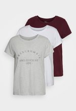 Abercrombie & Fitch SLIM LOGO 3PACK - Print T-shirt - white/grey /port royal/white - Zalando.co.uk