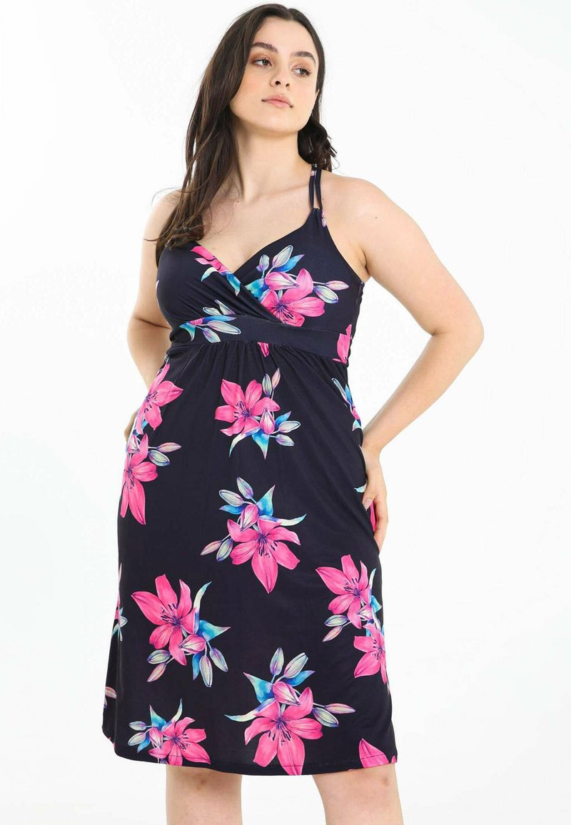 Cassis Shift dress - dark blue, pink/dark blue - Zalando