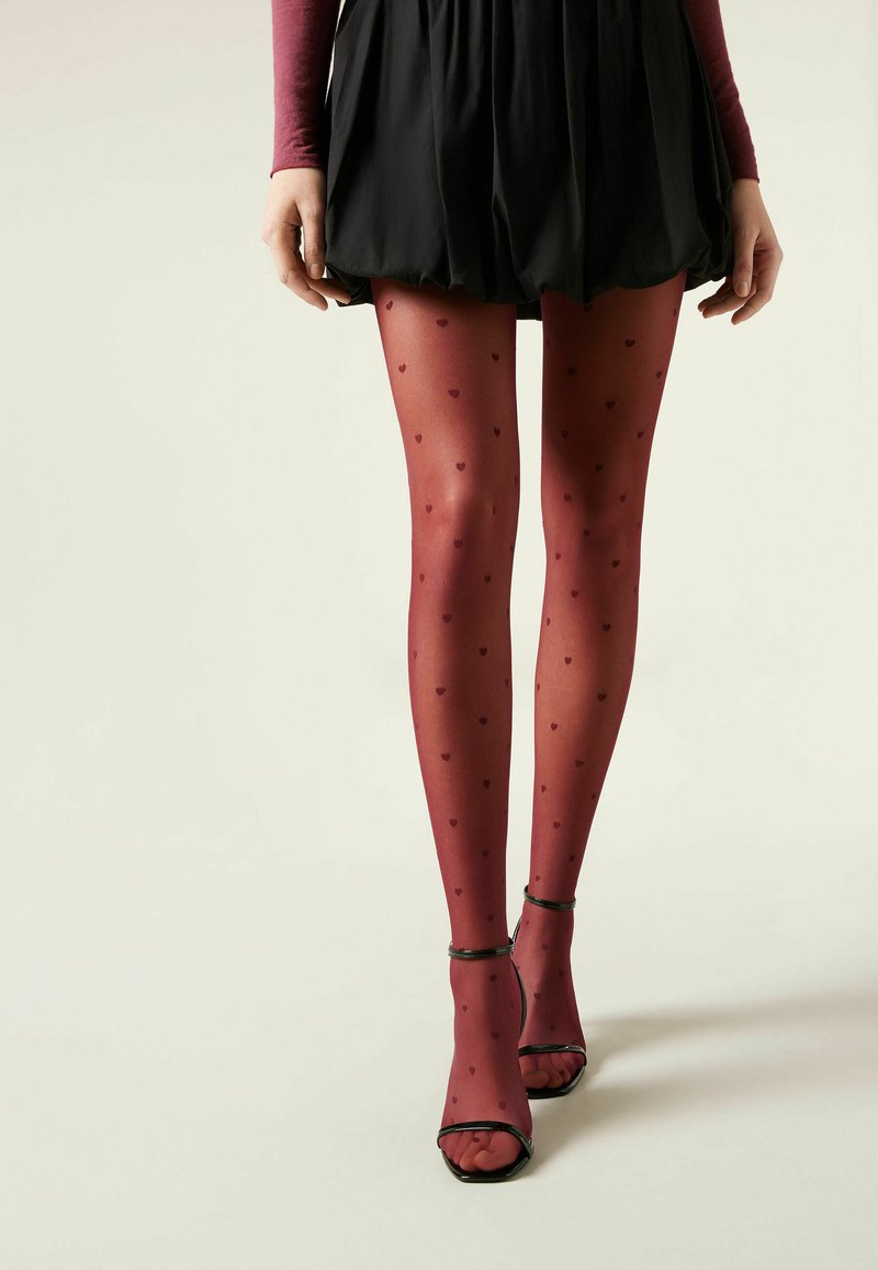 Calzedonia TRANSPARENTE DENIER MIT KLEINEN HERZEN - Collants - rot ...