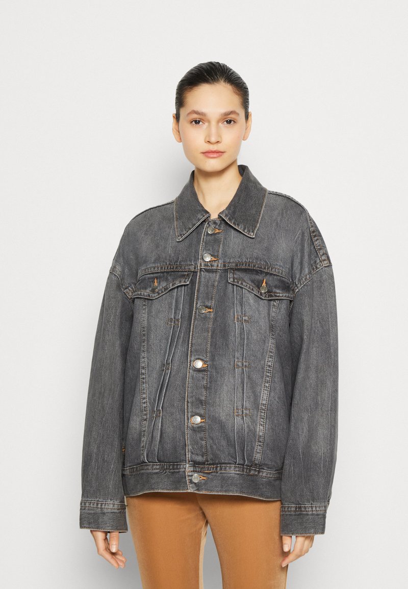 Weekday OREGON OVERSIZED JACKET - Denim jacket - black rinse/black ...