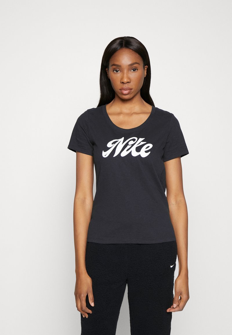 Nike Performance SCRIPT TEE - Sport T-Shirt - black/white/schwarz ...