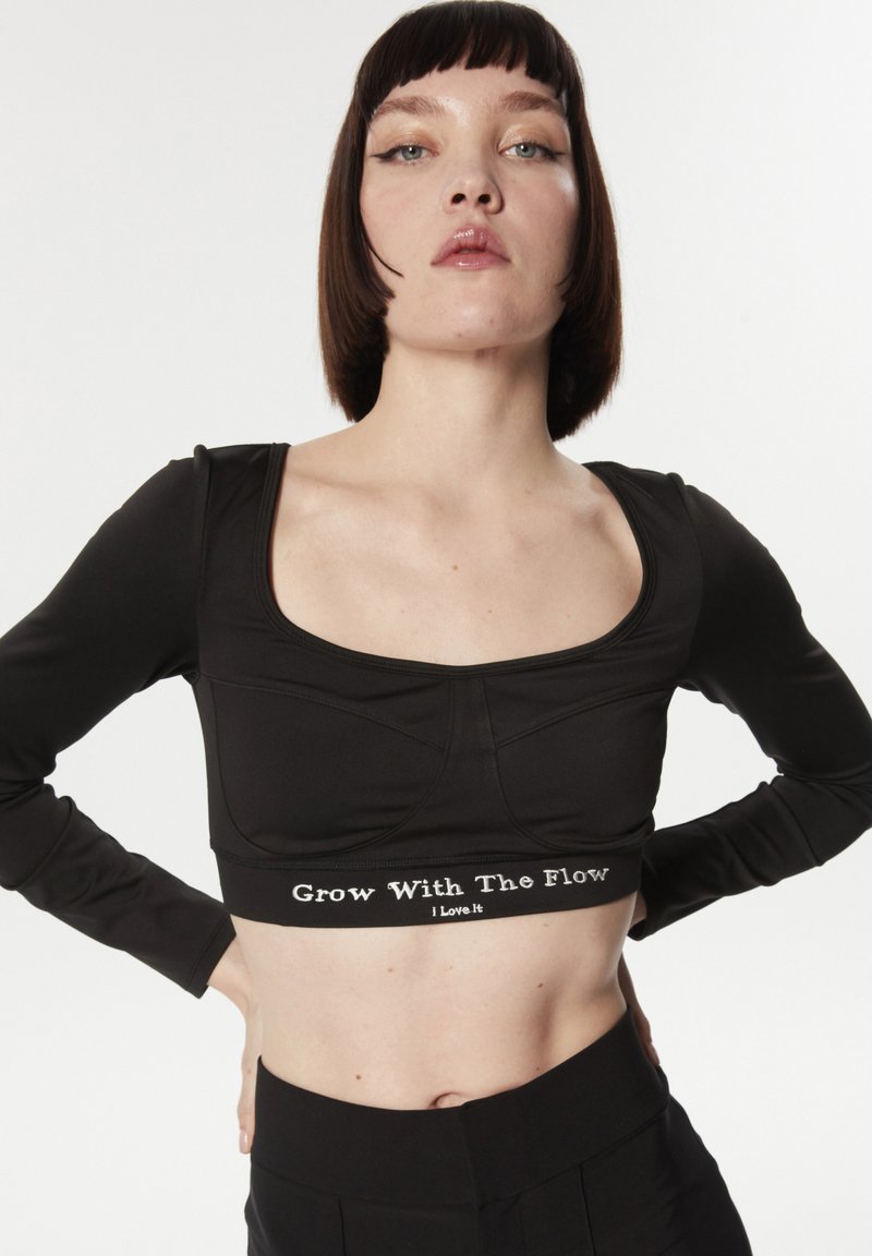 Twist SLIM CUT CROP BODY WITH BUSTIER LOOK - Bluse - black/schwarz ...