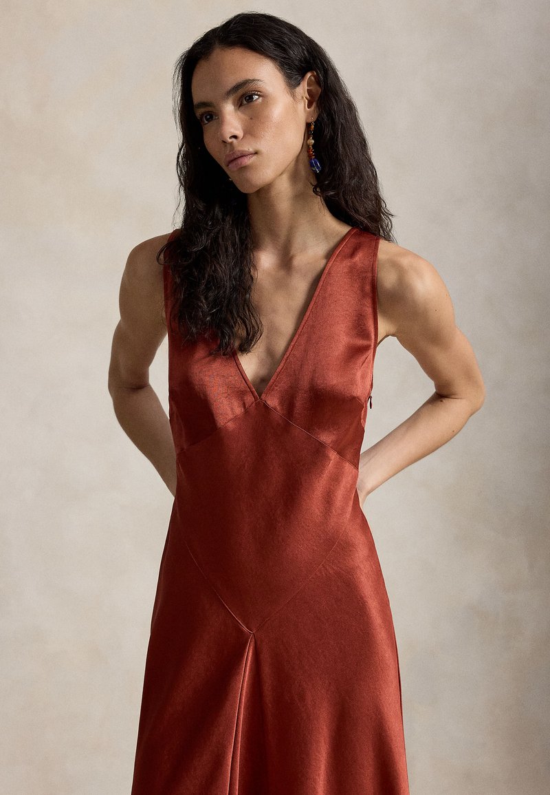 Polo Ralph Lauren SATIN PANELED DRESS - Koktélruha / Partiruha - rust ...