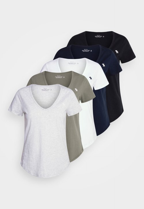 Abercrombie & Fitch 5 PACK - T-Shirt basic - white/black/pink/olive/navy/mehrfarbig - Zalando.ch