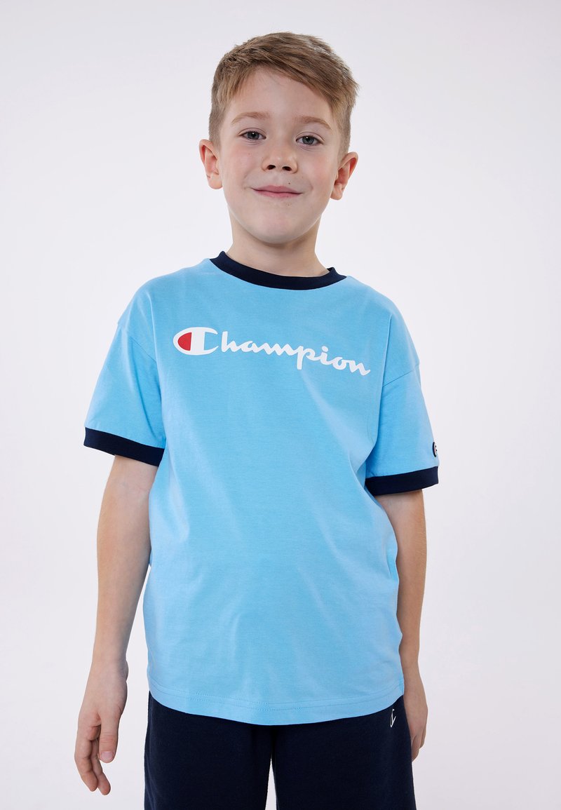 Champion ICONS RINGER CREWNECK - T-Shirt print - light blue/hellblau ...