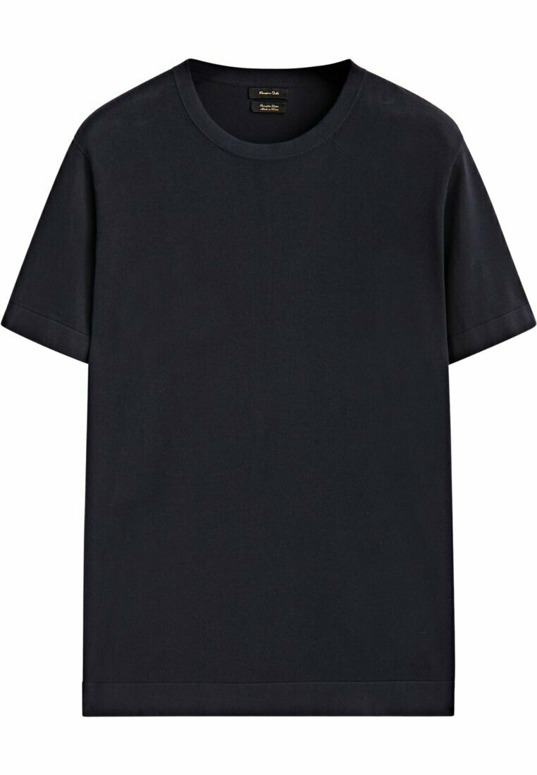 Massimo Dutti SHORT SLEEVE - T-shirt basic - blue black denim/blu-nero ...