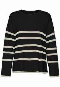 Vero Moda VMSABA LS O-NECK STRIPE GA NOOS - Stickad tröja - black/svart ...