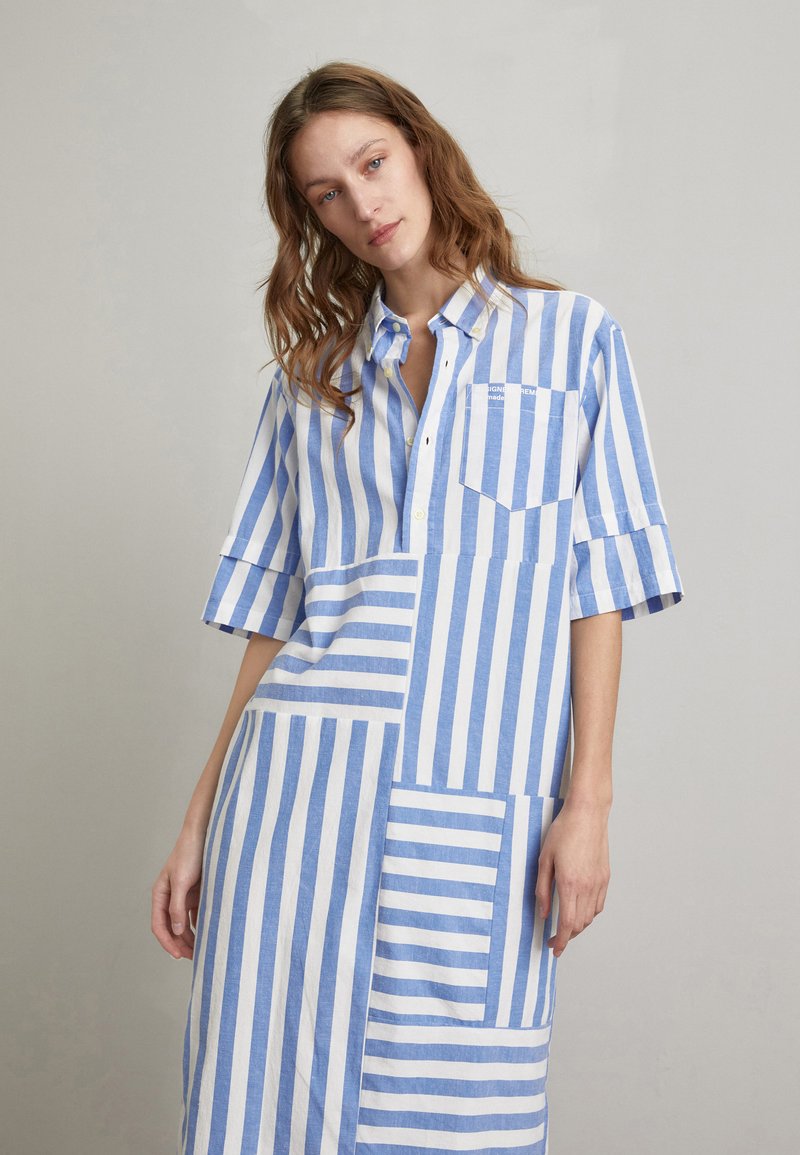 DESIGNERS REMIX STANFORD DRESS - Shirt dress - blue/ white/blue ...