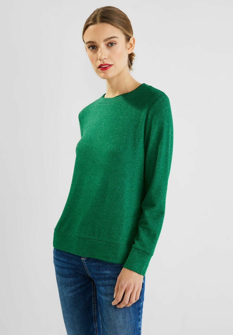Street One MELANGE OPTIK - Sweatshirt - grün/dunkelgrün-meliert ...