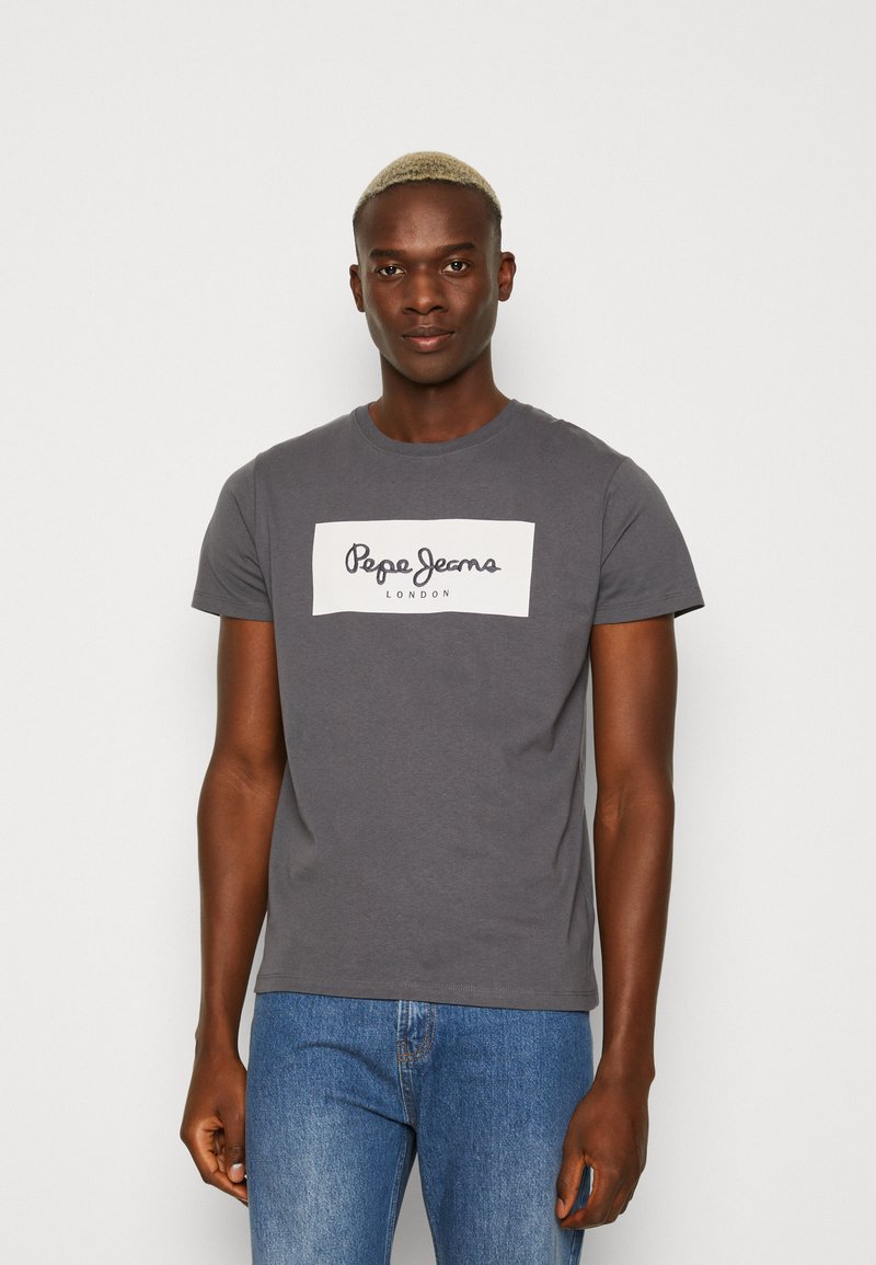 Pepe Jeans AARON - Print T-shirt - washed black/black - Zalando.de