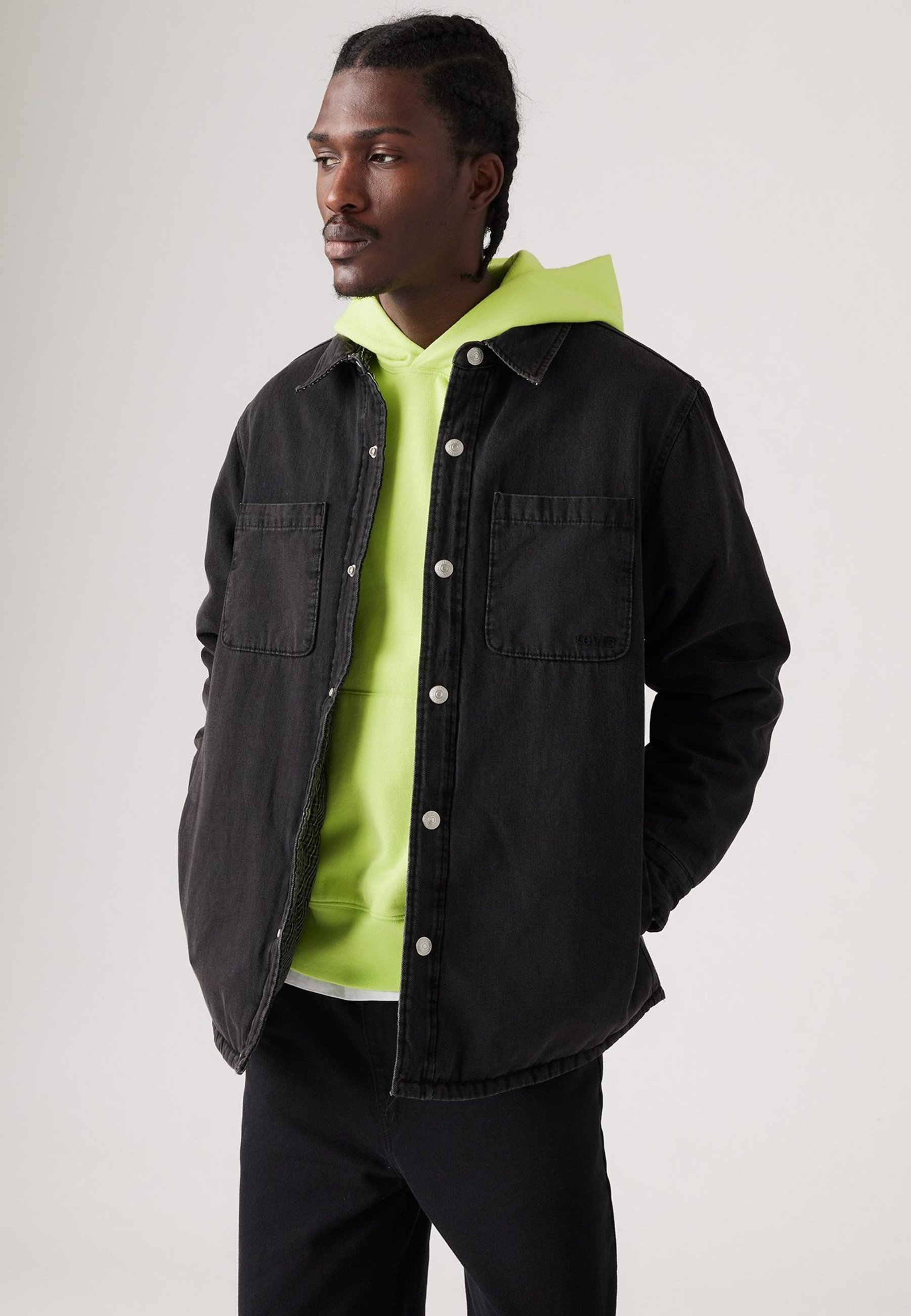 Levi's washed black denim jacket store