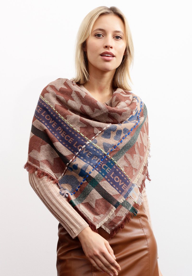 Codello HANDBESTICKTES HAHNENTRITT - Foulard - camel - Zalando