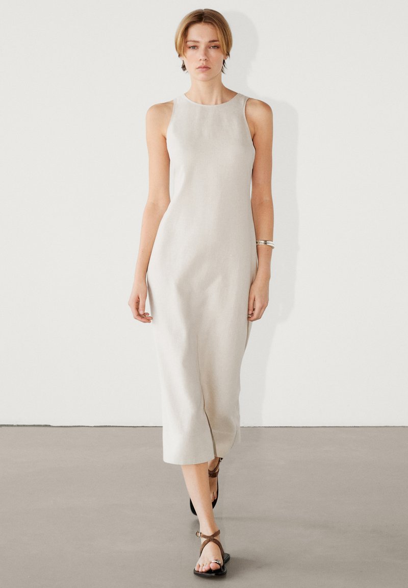 Massimo Dutti HALTER NECK MIDI - Jurk - white/wit - Zalando.nl