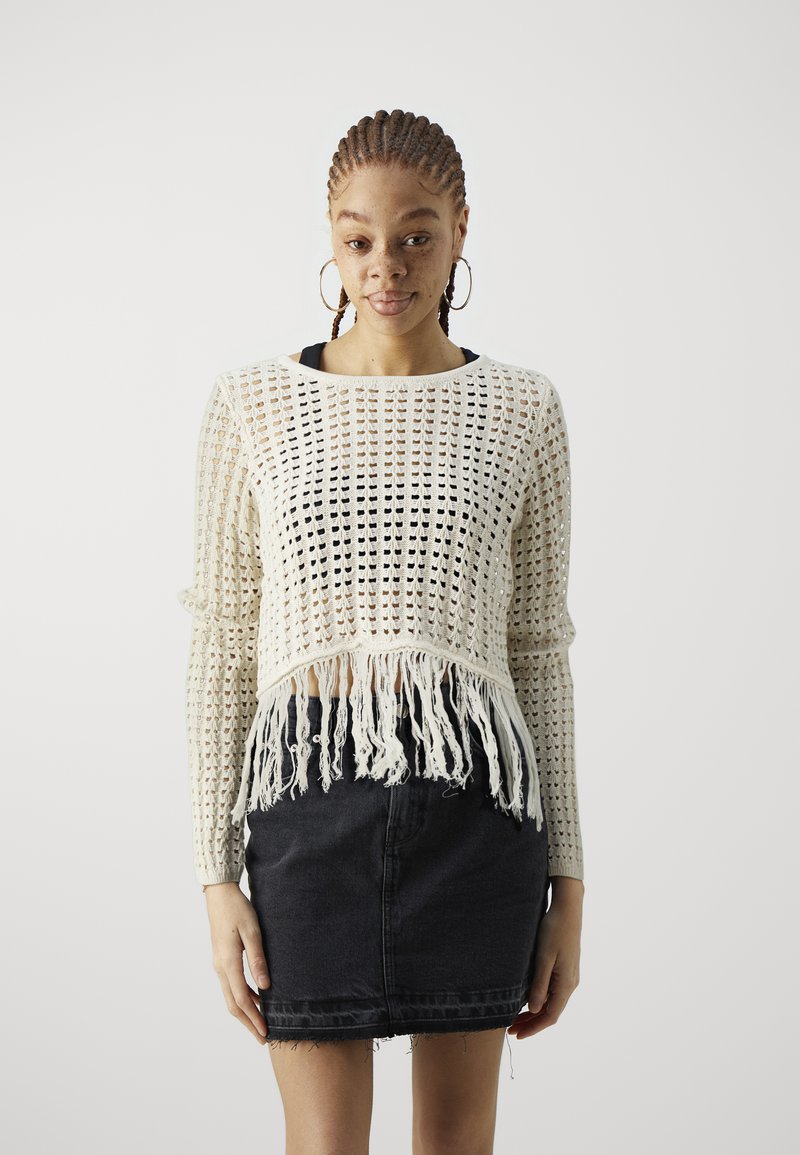 VILA VIMABEL FRINGE - Jumper - birch/off-white - Zalando.ie