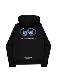 Alpha Industries WORLD LOGO METALLIC BACKPRINT - Hoodie - black - Zalando