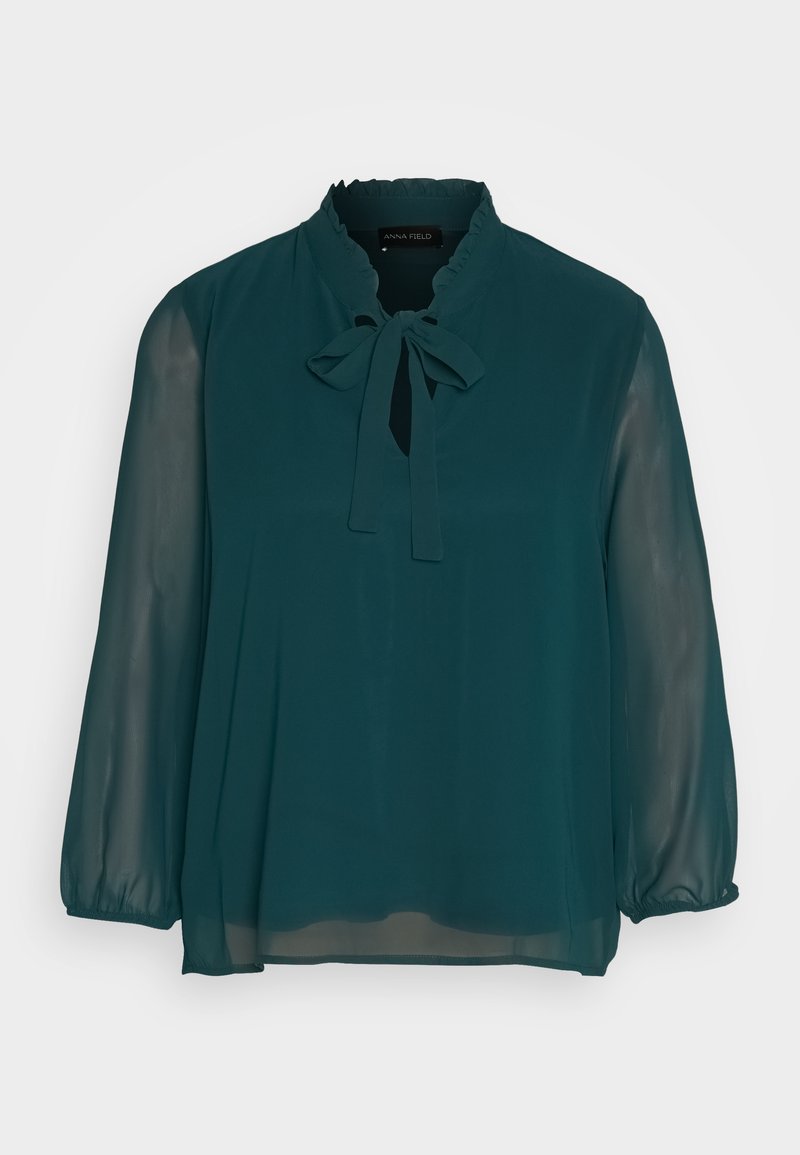 Anna Field ADAPTIVE CHIFFON BOW BLOUSE - Blouse - dark green - Zalando