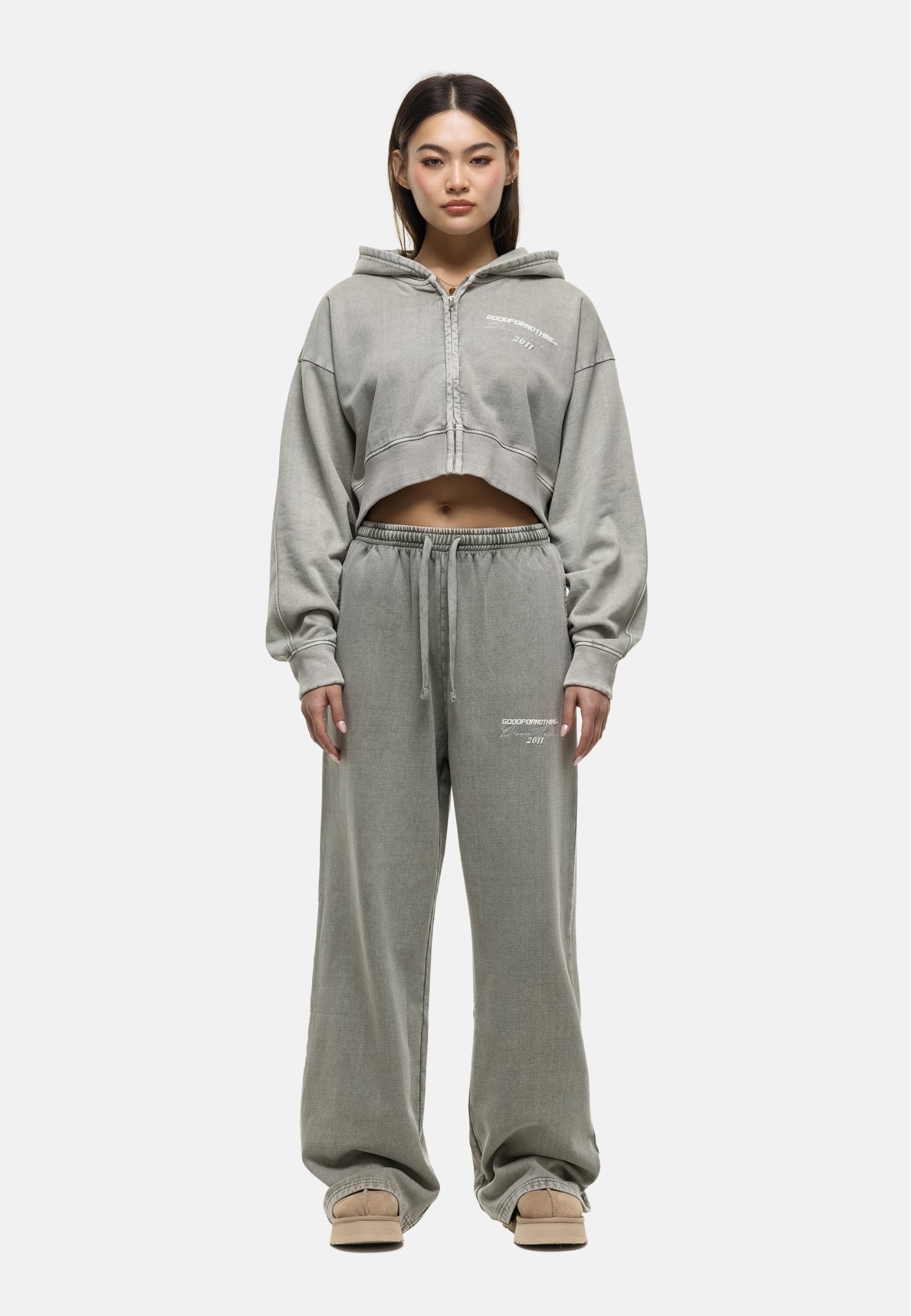 Good For Nothing FOREVER FOREST FOG CROPPED HOODIE Sweatjacke light grey hellgrau Zalando