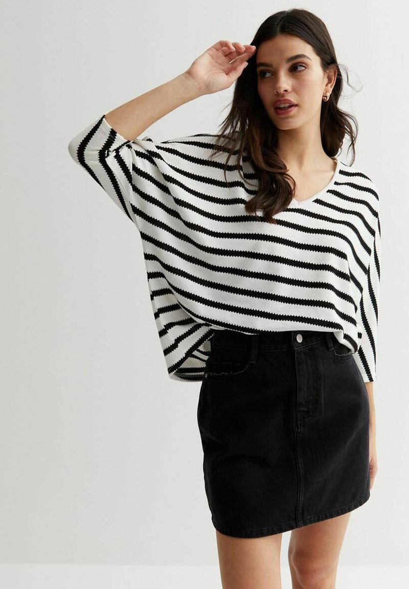 New Look V NECK 3/4 SLEEVE - Longsleeve - white pattern/wit - Zalando.be