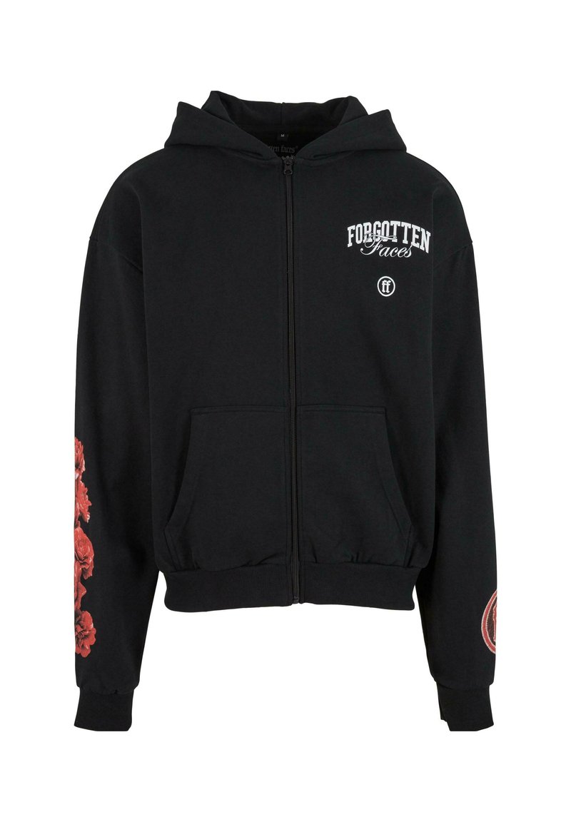 Forgotten Faces FACES OVERGROWN SKULL HOODY - Felpa con zip - black ...