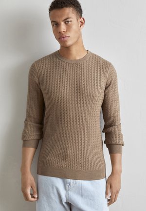 Selected Homme SLHVINCE LS BUBBLE CREW NECK W NOOS - Pullover - marshmallow/twisted light grey ...
