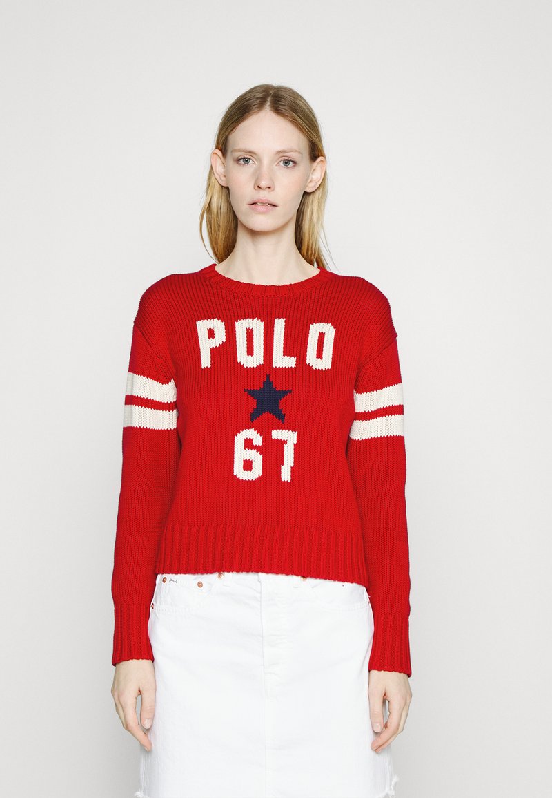 Polo Ralph Lauren LONG SLEEVE - Jumper - red/light red - Zalando.co.uk