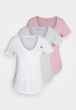 Abercrombie & Fitch 3 PACK - T-shirt - bas - brill white/zephyr/heather grey/vit - Zalando.se