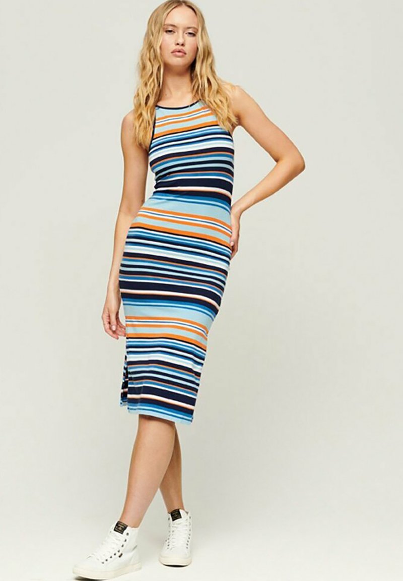 Superdry STRIPE CAMI MIDI - Vestido de tubo - blue calm stripe/azul ...