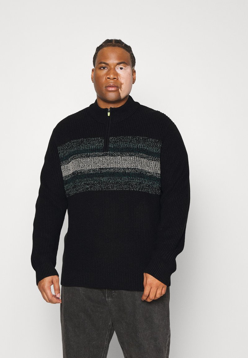 Jack & Jones JCOFRIDAY HALF ZIP PLUS - Pullover - black/noir - ZALANDO.FR
