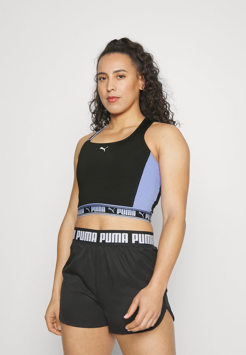 Puma TRAIN STRONG FASHION TANK - Top - black/elektro purple/zwart ...
