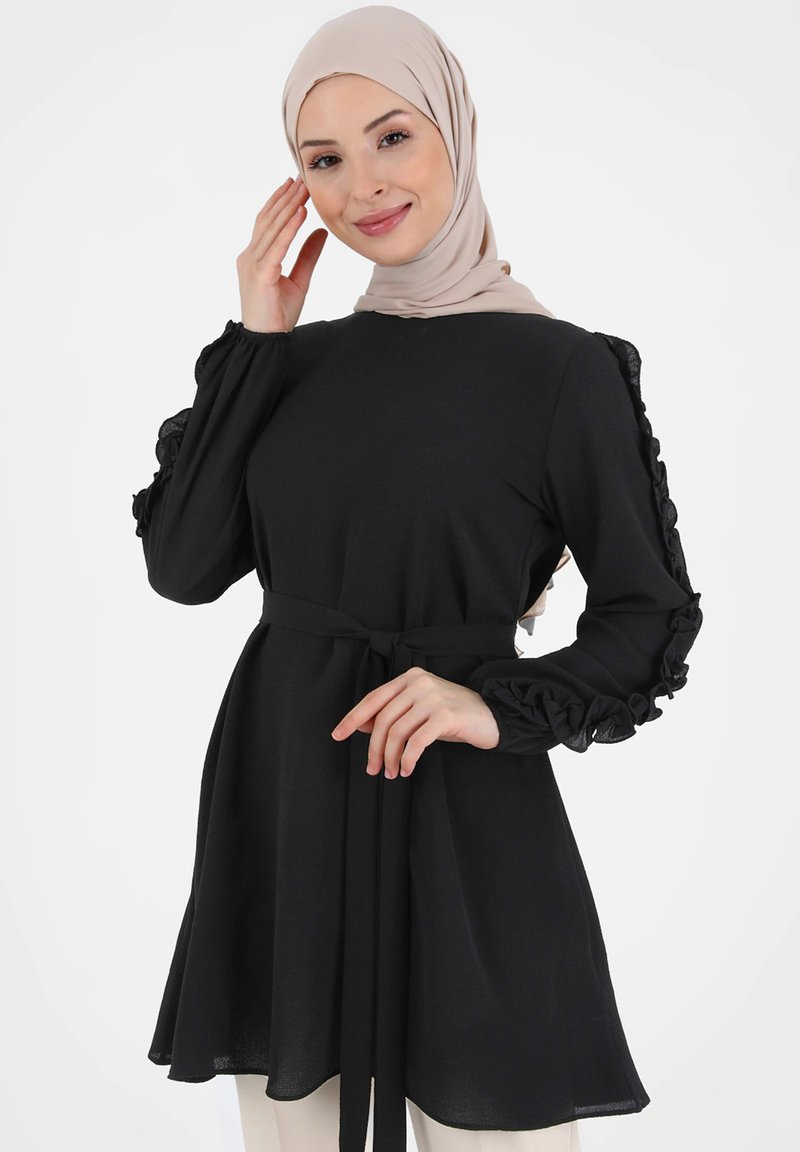 Modanisa RUFFLE DETAILED TAVIN - Tunic - black - Zalando.ie