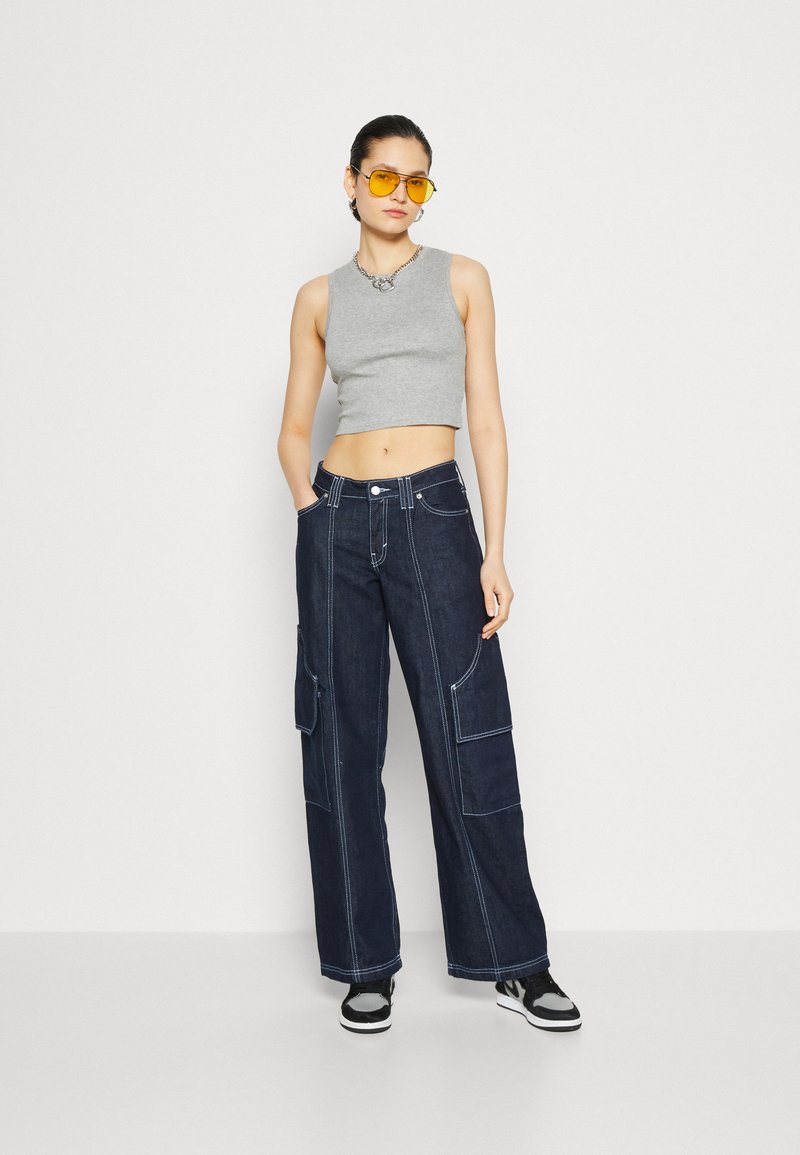 Weekday PURE CROP TANK 2PACK - Top - mid grey melange/white/grey ...