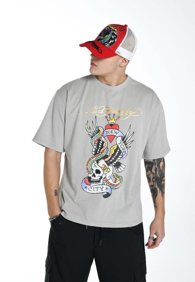 Ed Hardy NEW YORK CITY - Camiseta estampada - washed grey/gris - Zalando.es