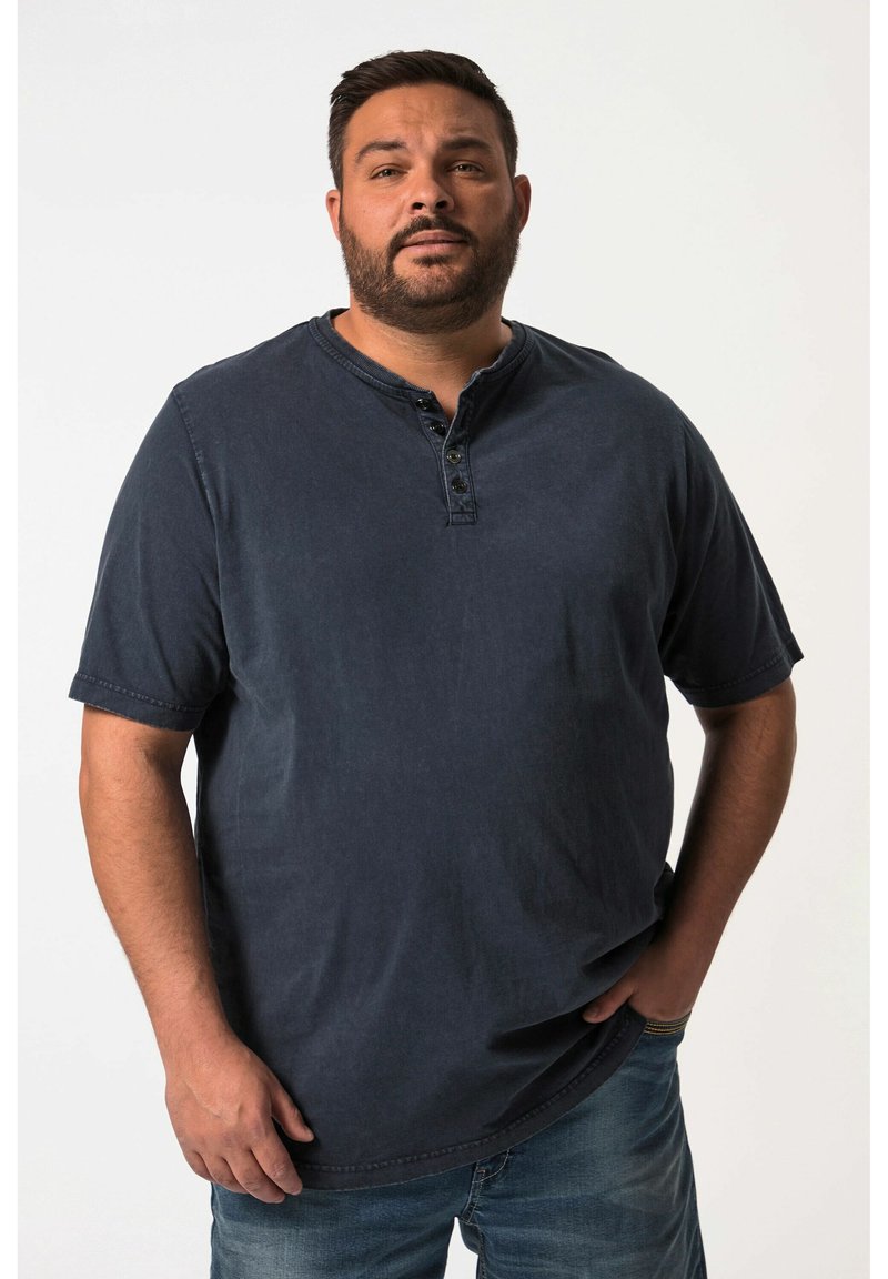 John F. Gee HENLEY - Basic T-shirt - navy blue/dark blue - Zalando