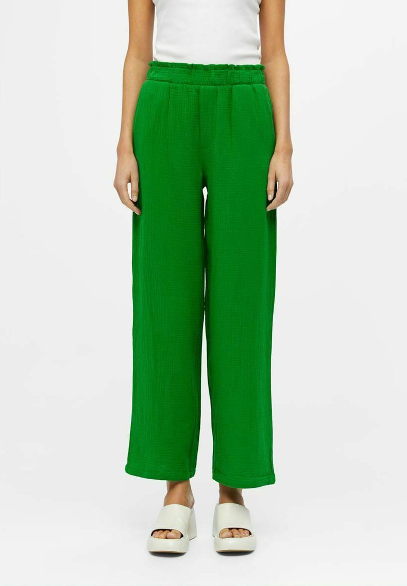 Object MIT WEITEM BEIN HIGH WAIST - Tygbyxor - fern green/grön - Zalando.se
