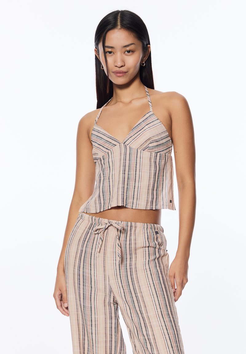 PULL&BEAR STRIPED OPEN BACK HALTER - Pusero - light pink/roosa - Zalando.fi