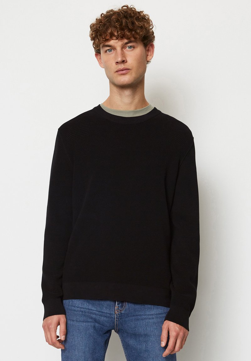 Marc O'Polo DENIM CREW NECK MINI STRUCTURE GARMENT DYE - Jumper - black ...